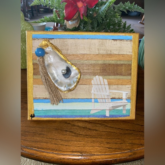 Hand Crafted | Wall Decor | Handmade Decoupage Canvas Oyster Shell Art ...